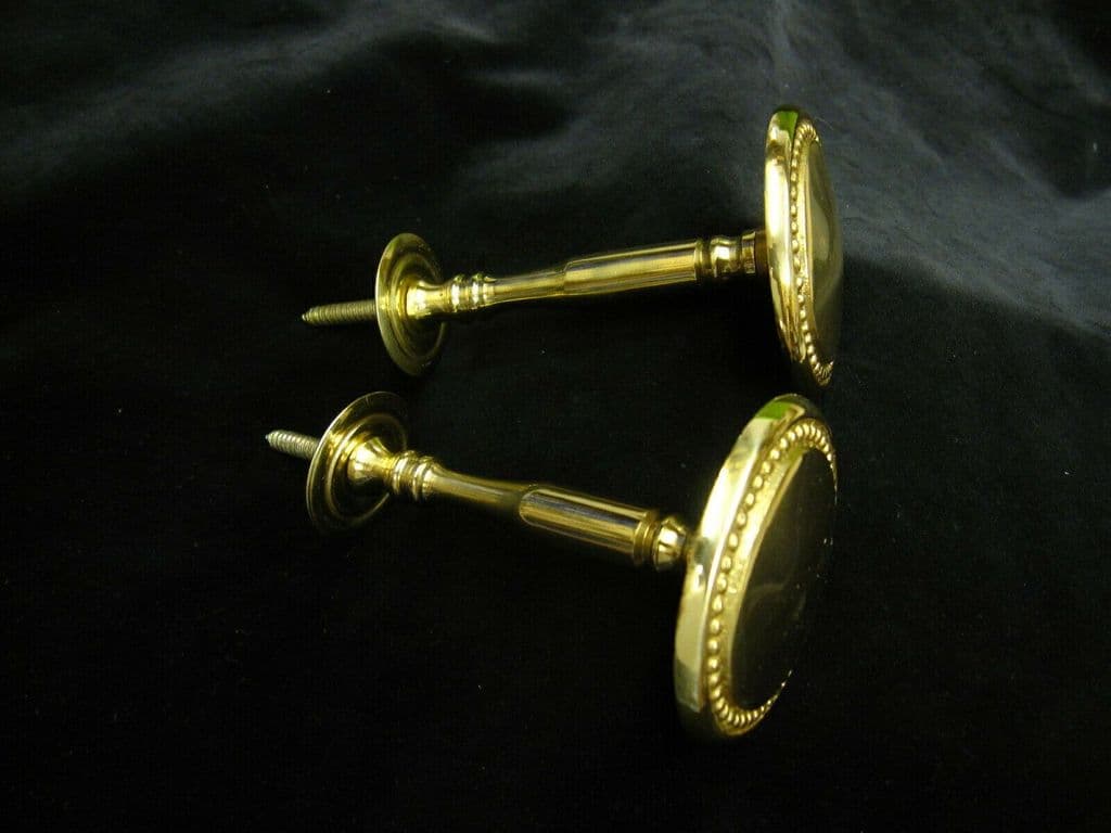 2 Brass Curtain Holdbacks Small post hold backs 10 cm x 6 cm Solid ...
